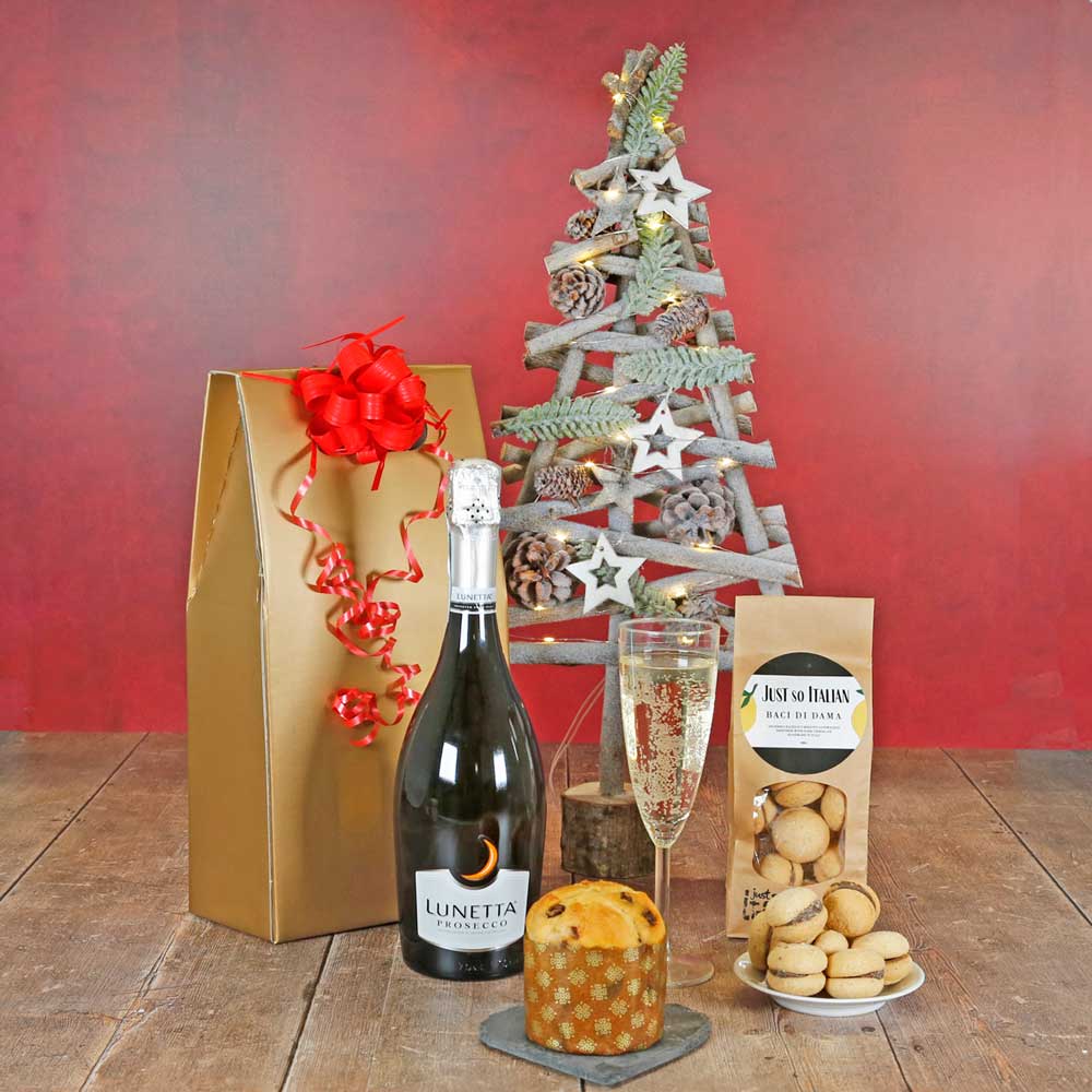 Festive Italian Sparkling Rose & Panettone Gift Box - Justsoitalian.co.uk